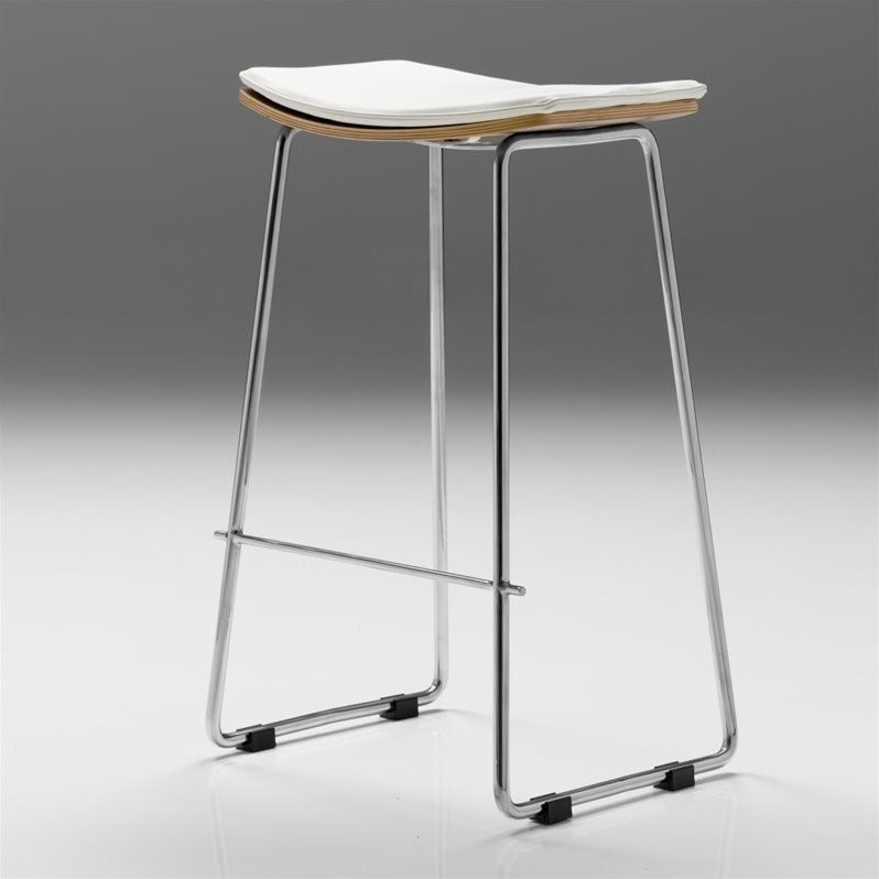 Mobital Lucia 32" Bar Stool in White and Walnut | Cymax Business