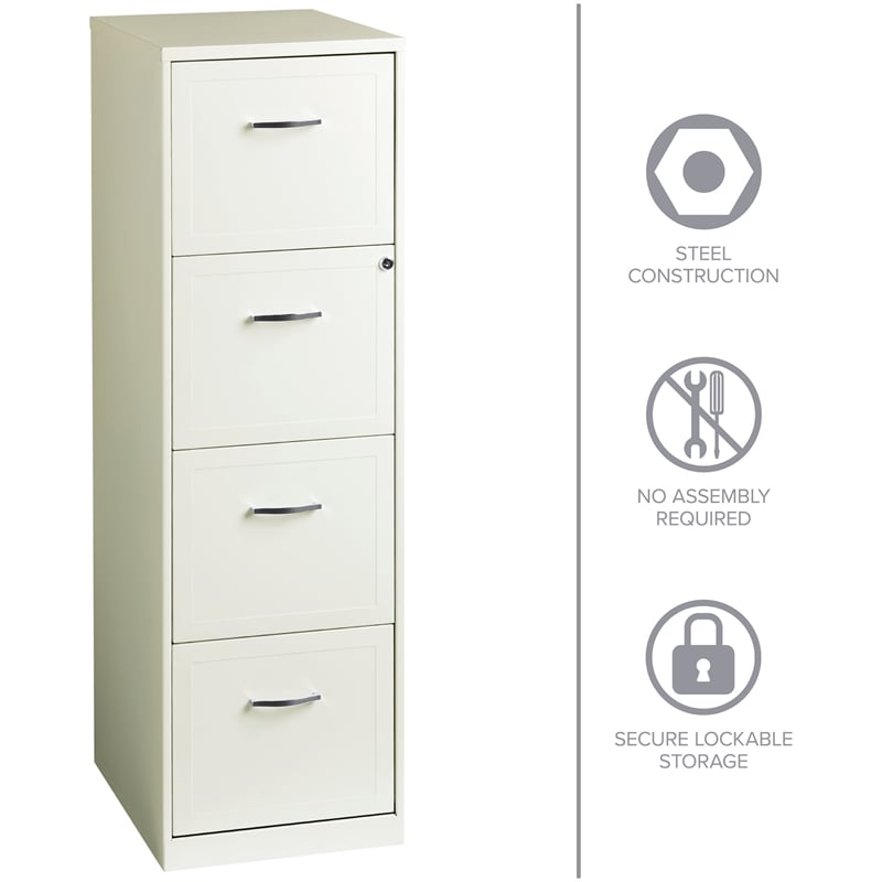Space Solutions 18" Deep 4 Drawer Metal File Cabinet Pearl White ...