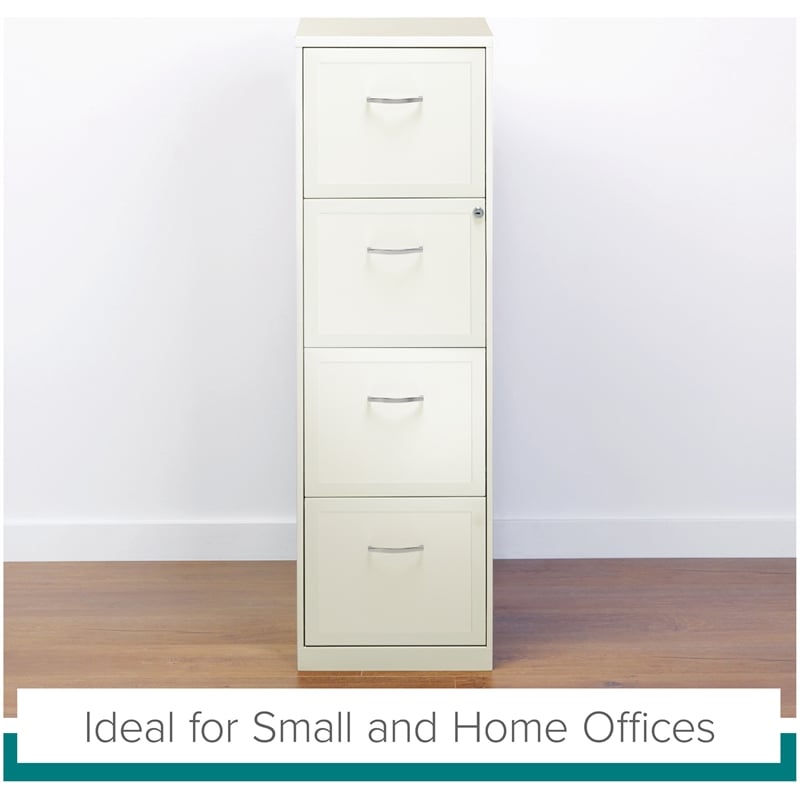 Space Solutions 18" Deep 4 Drawer Metal File Cabinet Pearl White ...