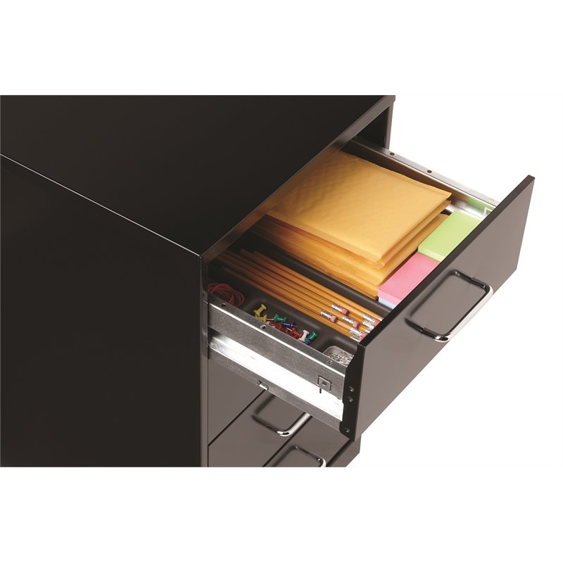Space Solutions 18" Deep 4 Drawer Metal Mobile Organizer Black | Homesquare