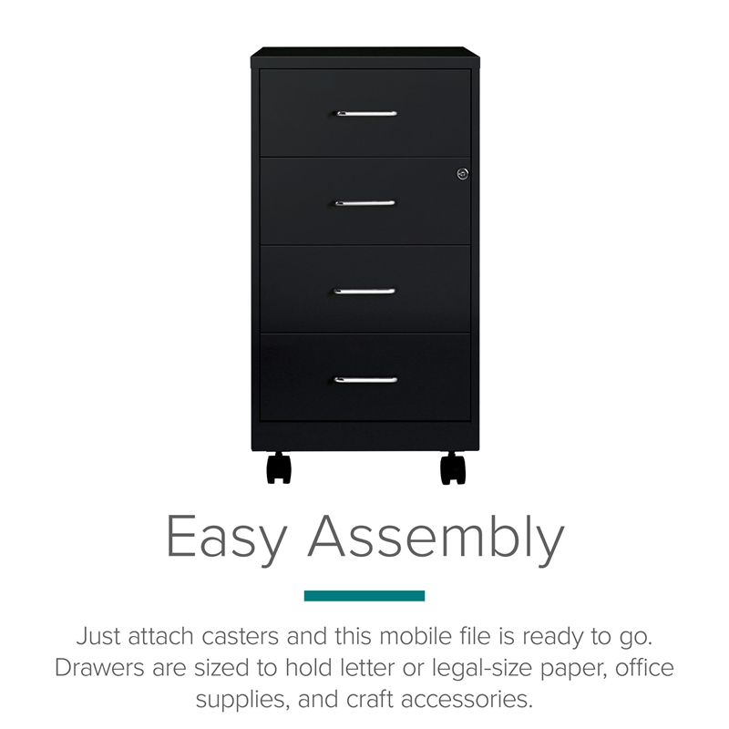 Space Solutions 18" Deep 4 Drawer Metal Mobile Organizer Black | Homesquare