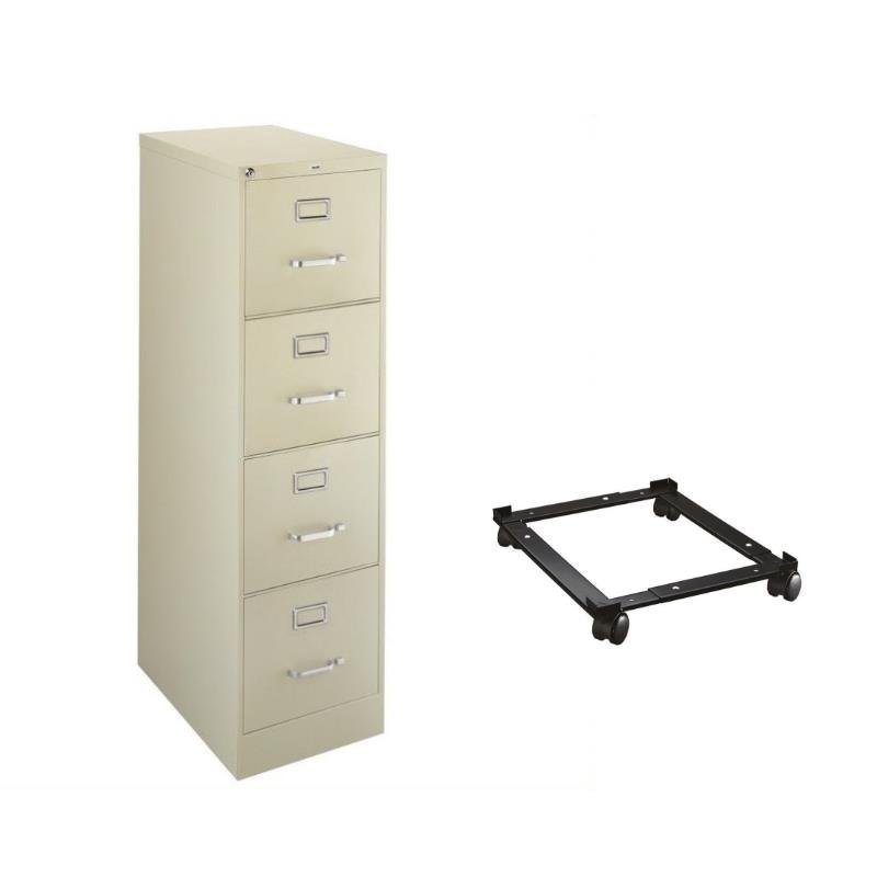 2 Piece Vertical Letter File Cabinet and Adjustable Mobile File Caddy ...