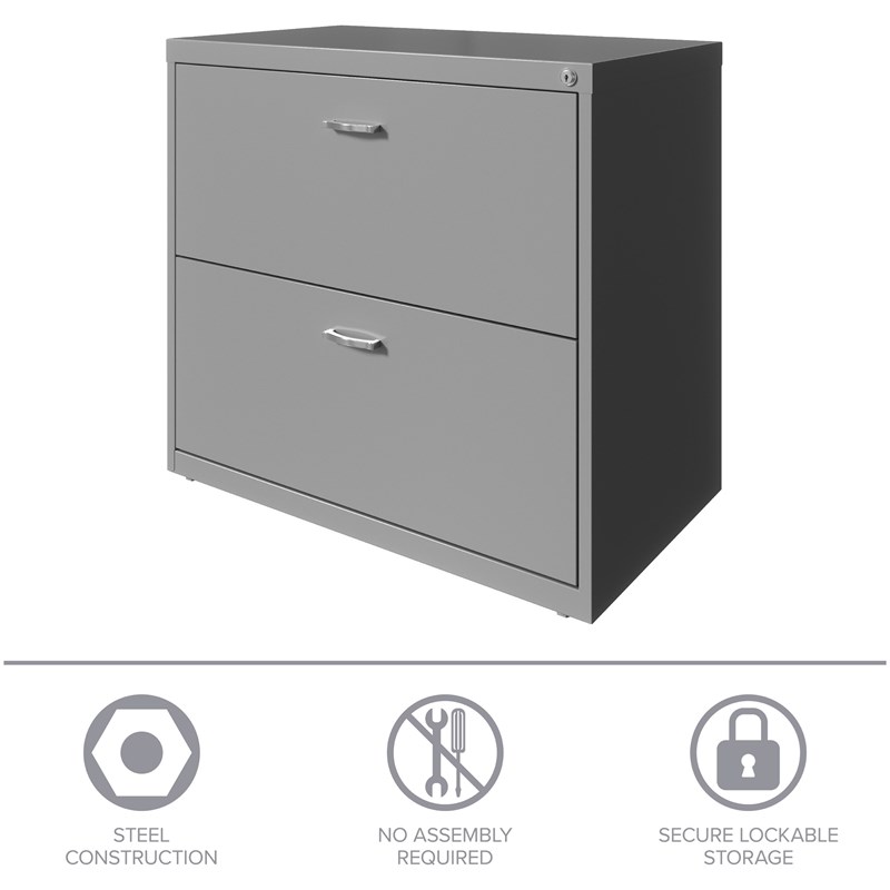 Hirsh Home Office Style Lateral File Cabinet 30 in. Wide 2 Drawer Arctic Silver