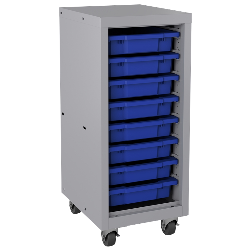 Space Solutions Mobile Bin Metal Tower with 8 3" tote bins 36x15x18 ...