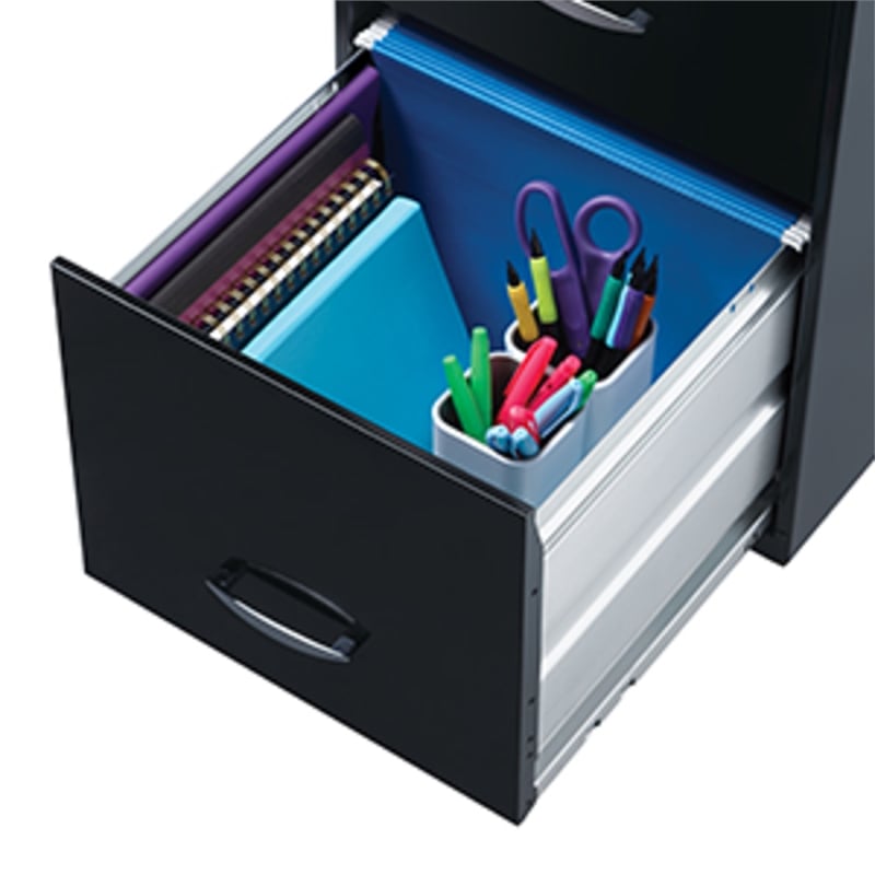 Space Solutions 18 inch 3 Drawer Metal File Cabinet with Pencil Drawer Gray Cymax Business