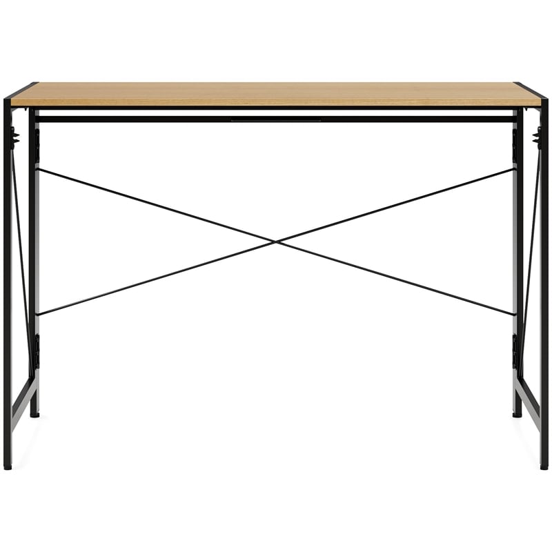 Space Solutions 43 inch Metal Folding Home Office Desk Black/Teak ...