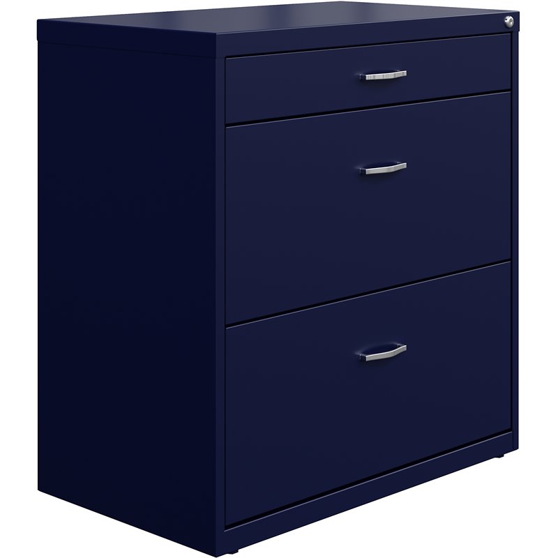 Space Solutions 30 W Metal 3 Drawer Home Office File Cabinet Navy BushFurnitureCollection