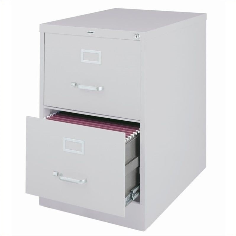 Hirsh 25 in Deep 2 Drawer Legal Width Metal Vertical File Cabinet Light Gray Cymax Business