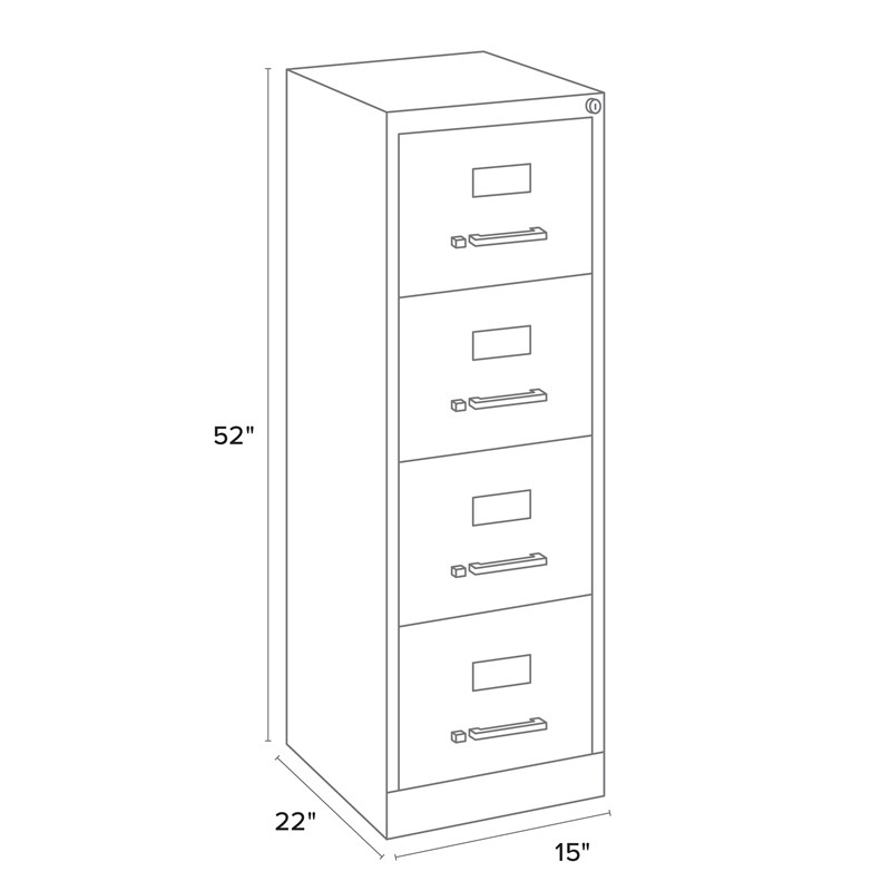 Hirsh 22 in Deep Metal 4 Drawer Letter Width Vertical File Cabinet Black Homesquare
