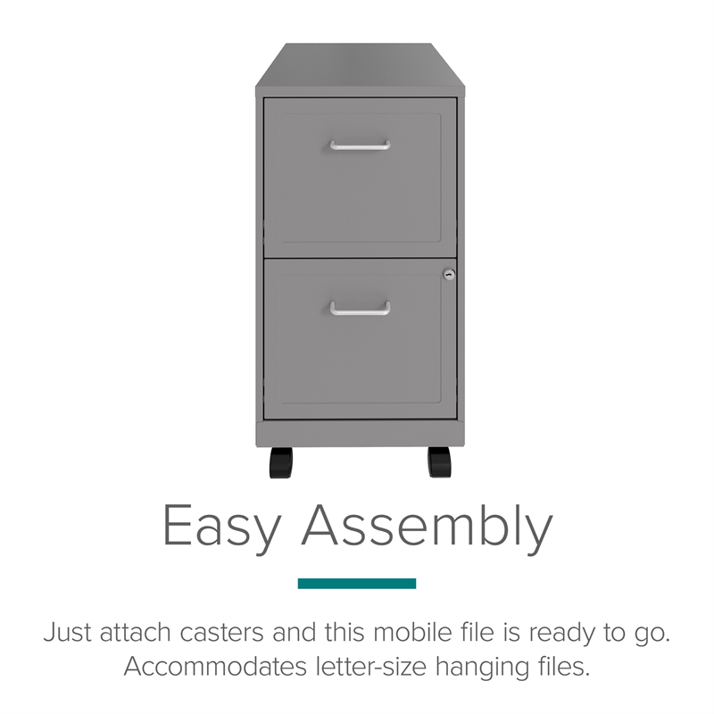 Space Solutions 18" 2-Drawer Metal Mobile Vertical File Cabinet in ...