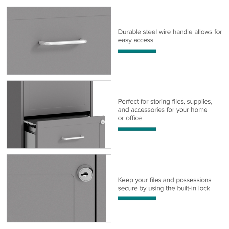 Space Solutions 18" 2-Drawer Metal Mobile Vertical File Cabinet in ...