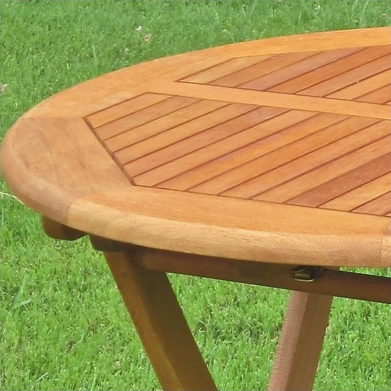 International Caravan Balau 28" Wood Round Folding Patio Table | Homesquare