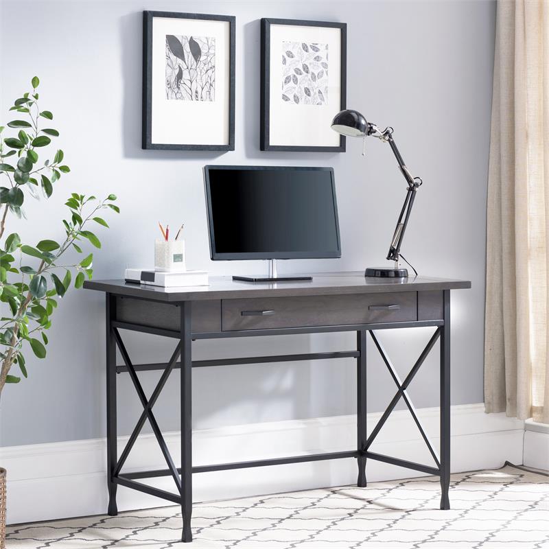 Leick Home Chisel & Forge Writing/Computer Desk in Matte Black Metal ...