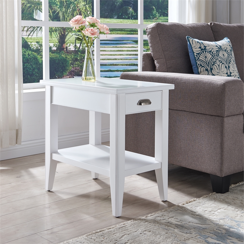 Leick Home 10506-WT Laurent Chairside Table with Drawer and Display ...