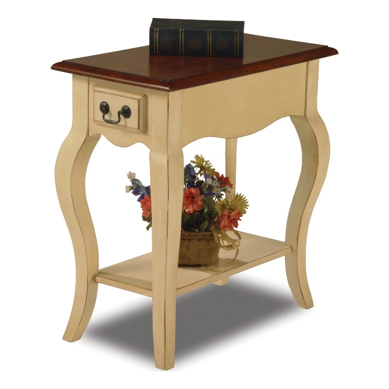 Leick Furniture Wood Chairside End Table in Ivory Off White Finish ...