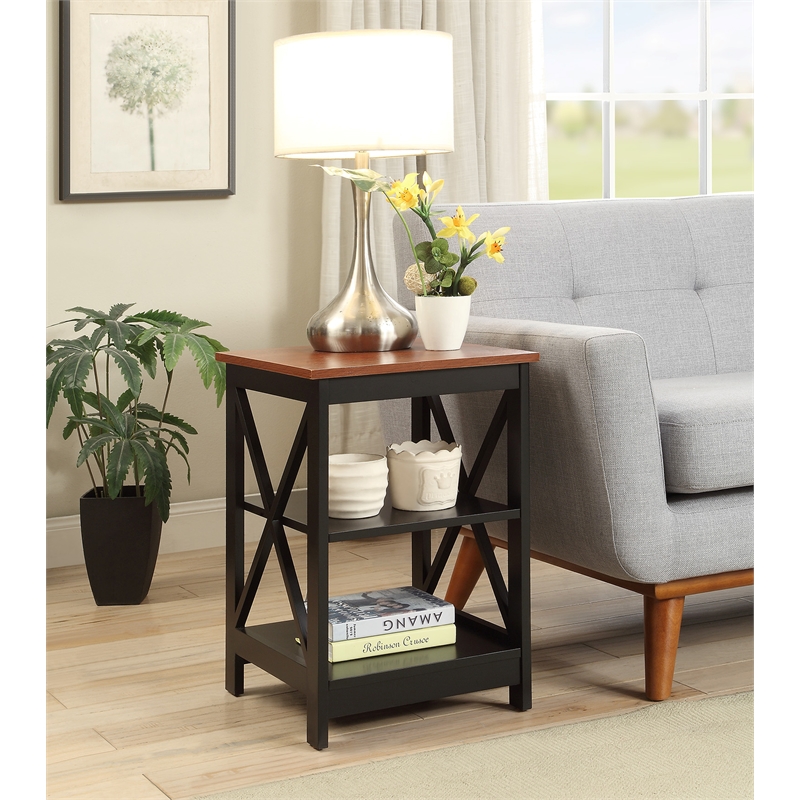 Convenience Concepts Oxford End Table in Black and Cherry Wood Finish ...