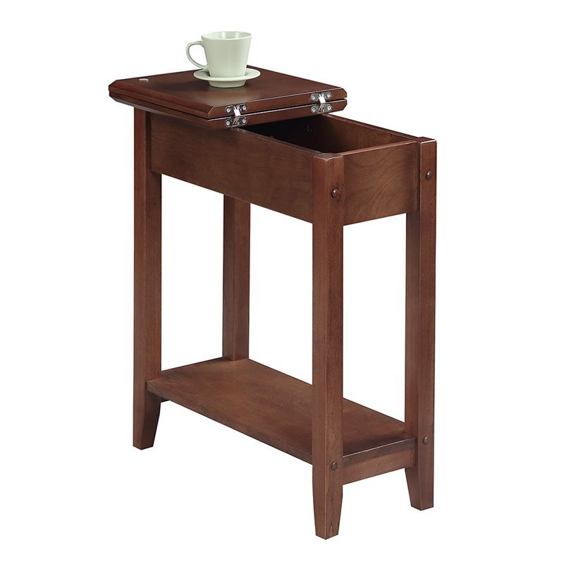 Convenience Concepts American Heritage Flip Top End Table in Walnut ...