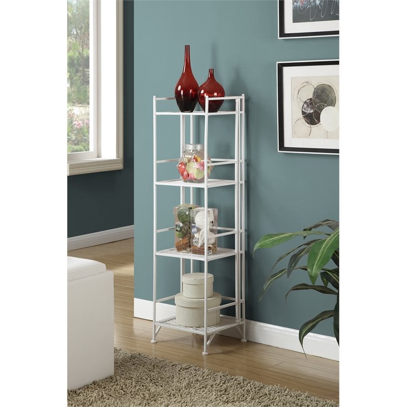 Convenience Concepts Xtra Storage Four-Tier Folding Shelf in White ...