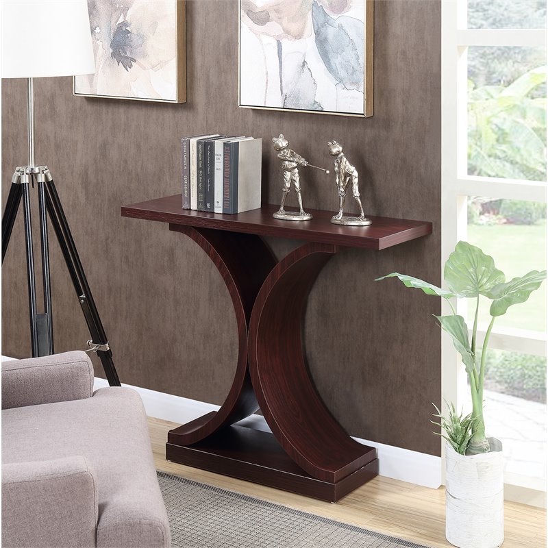 Convenience Concepts Newport Infinity Console Table in Mahogany Wood ...