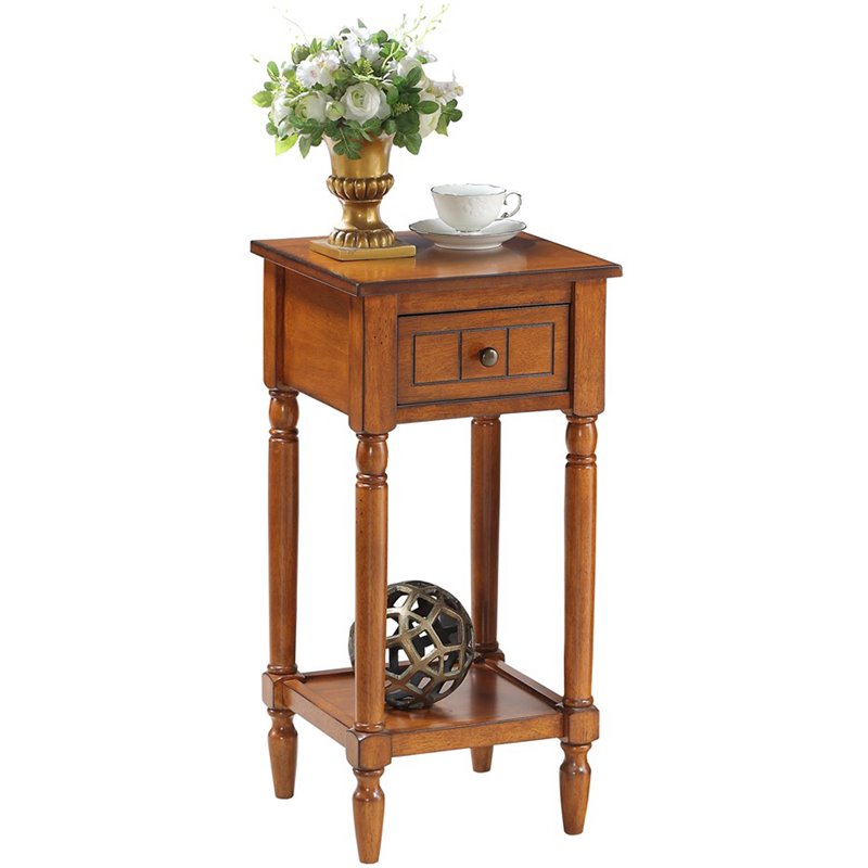 French Country Khloe One-Drawer Accent End Table in Walnut Wood Finish ...
