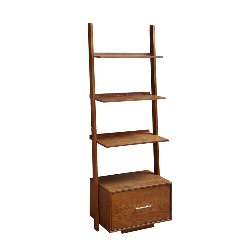 Convenience Concepts American Heritage Ladder Bookcase in Caramel Wood ...