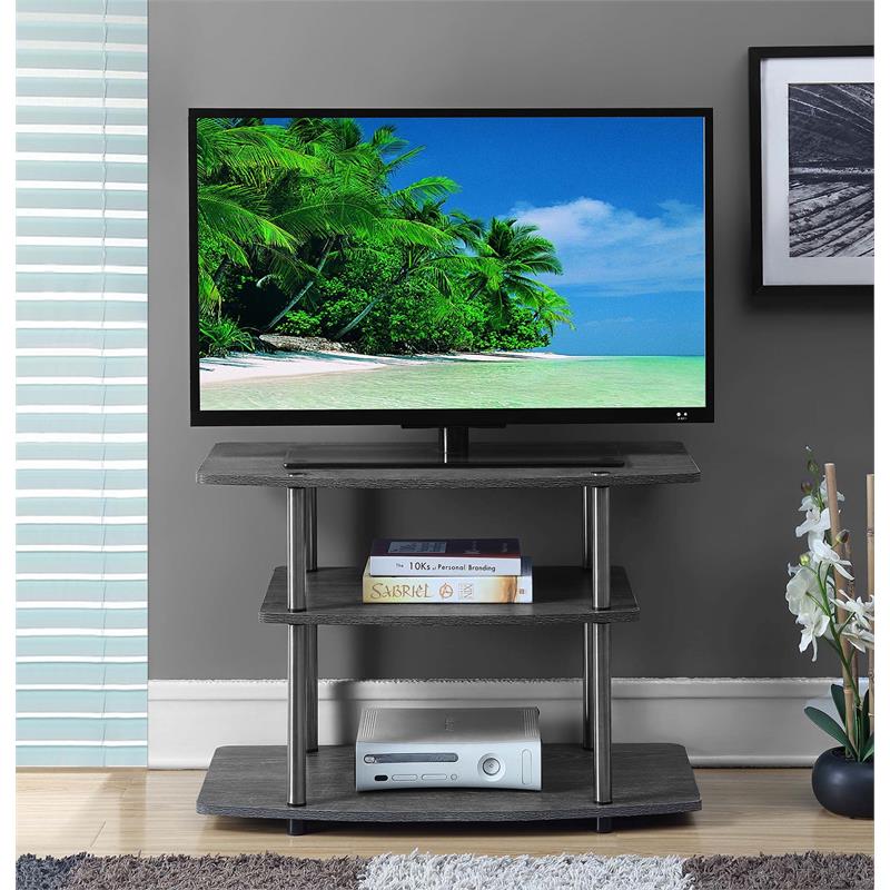 Convenience Concepts Designs2Go Three-Tier 32" TV Stand in Gray Wood ...