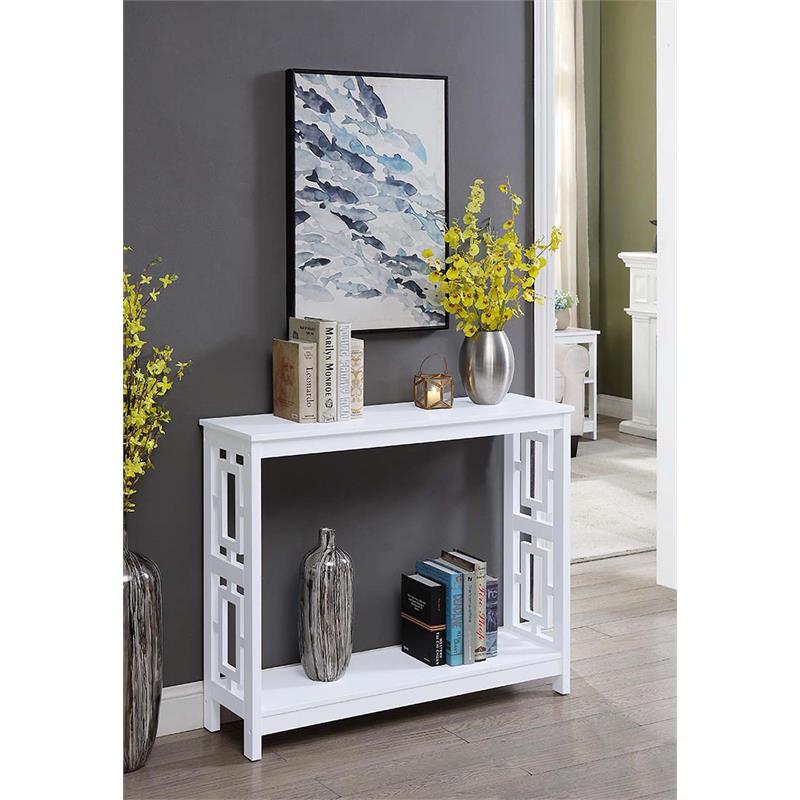 Convenience Concepts Town Square Console Table in White Wood Finish ...