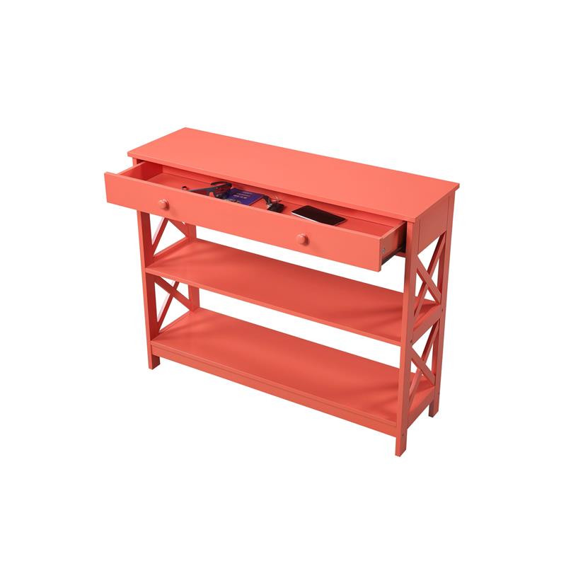 Convenience Concepts Oxford One-Drawer Console Table in Orange Wood ...