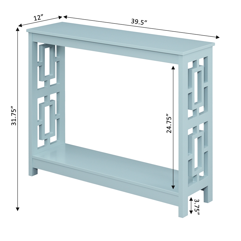 Convenience Concepts Town Square Console Table with Shelf in Seafoam ...