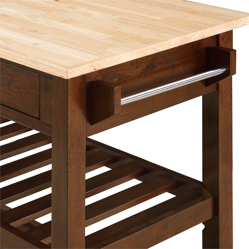 American Heritage Three-Tier Butcher Block Kitchen Cart in Espresso ...