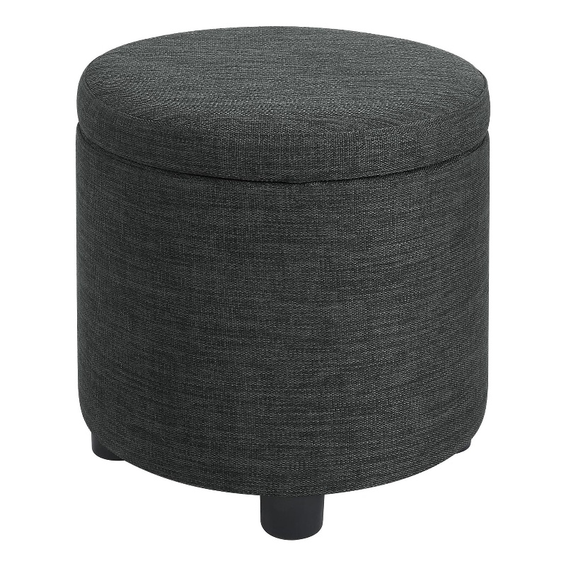 Designs4Comfort Round Accent Storage Ottoman w/Reversible Lid in Gray ...