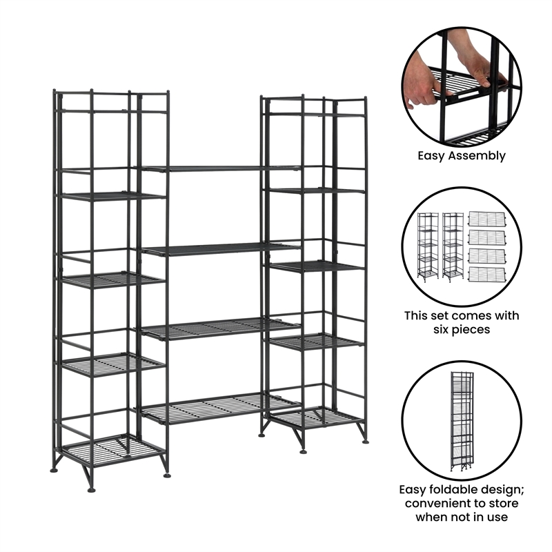 Convenience Concepts Xtra Storage 5-Tier Metal Folding Shelves in Black ...