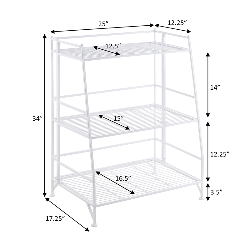 Convenience Concepts Xtra Storage Three-Tier Ladder Folding White Metal ...