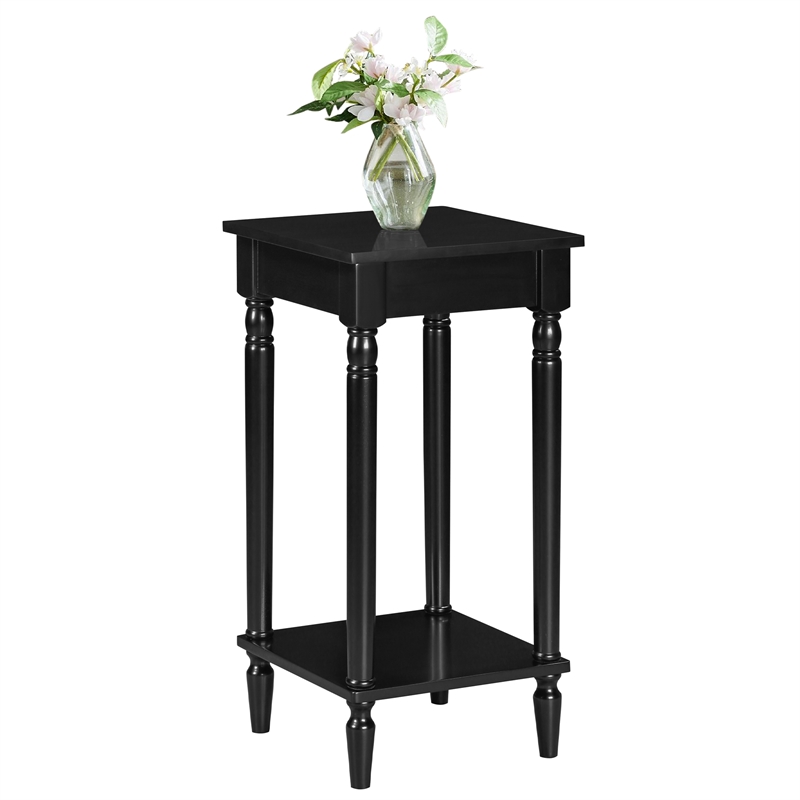 French Country Kim End Table with Shelf in Black Wood Finish | Homesquare