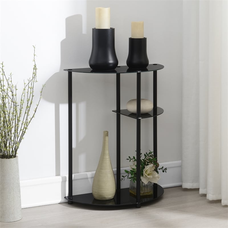 Designs2Go Classic Three-Tier Display Entryway Hall Table in Black ...