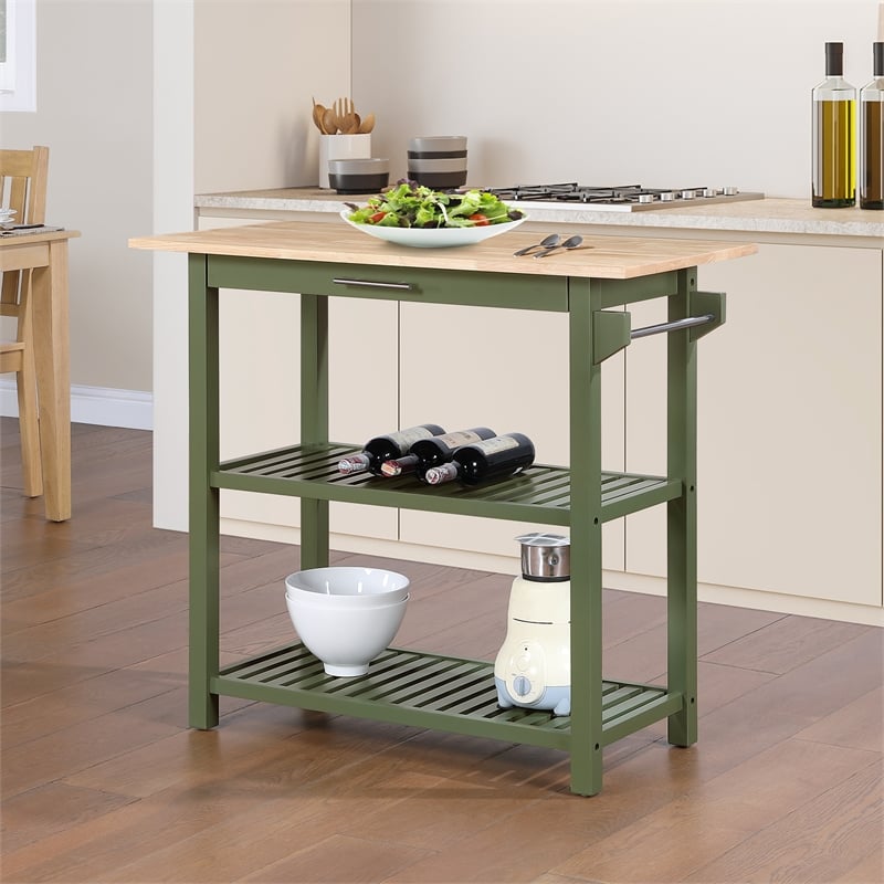 Designs2Go Three-Tier Butcher Block Kitchen Prep Island w/Drawer in ...