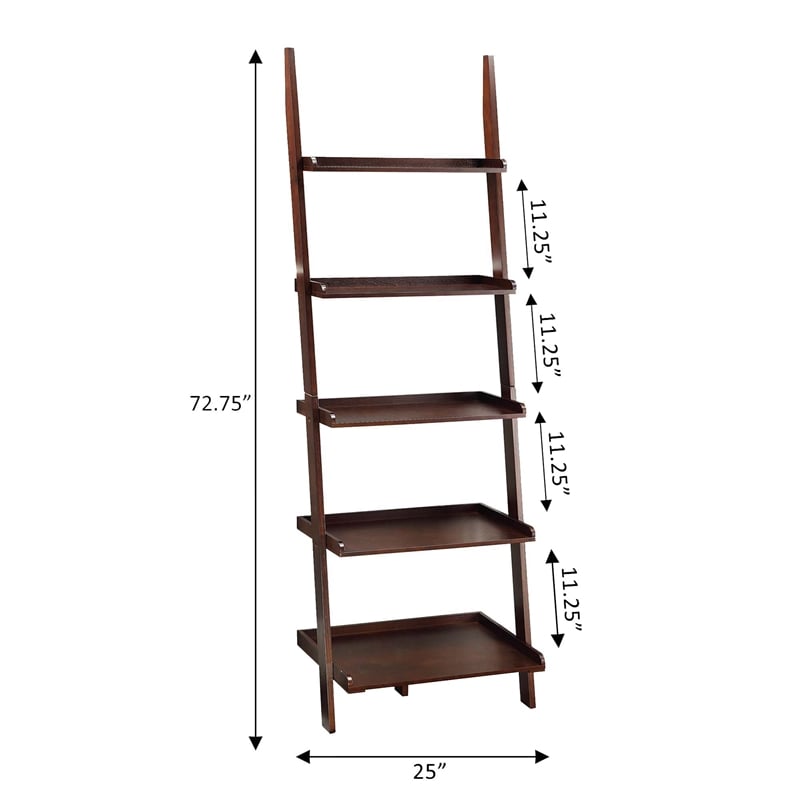 Convenience Concepts American Heritage Ladder Bookshelf in Espresso ...