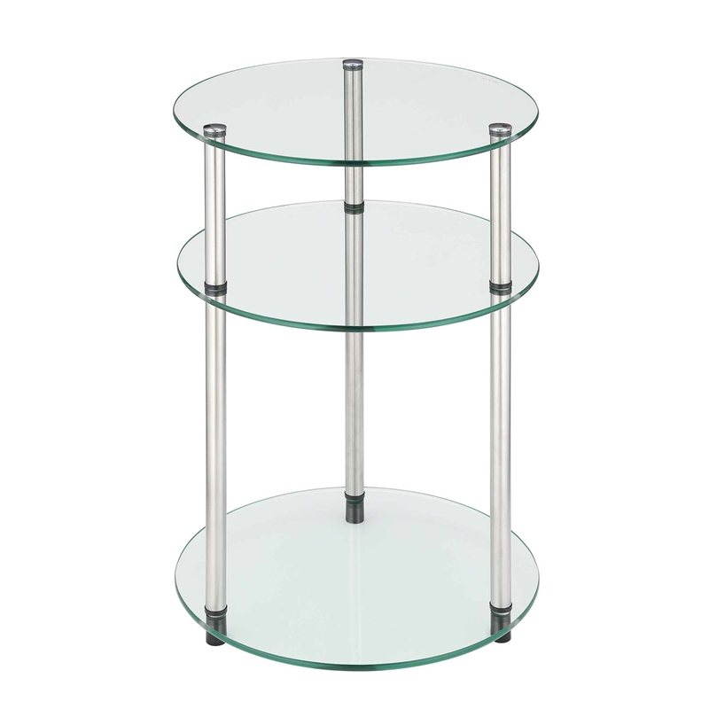 Convenience Concepts Classic Clear Glass Three Tier Round Table | Cymax ...