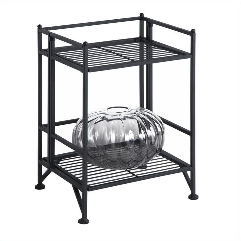 Convenience Concepts Designs2Go 2 Tier Folding Metal Shelf in Black ...