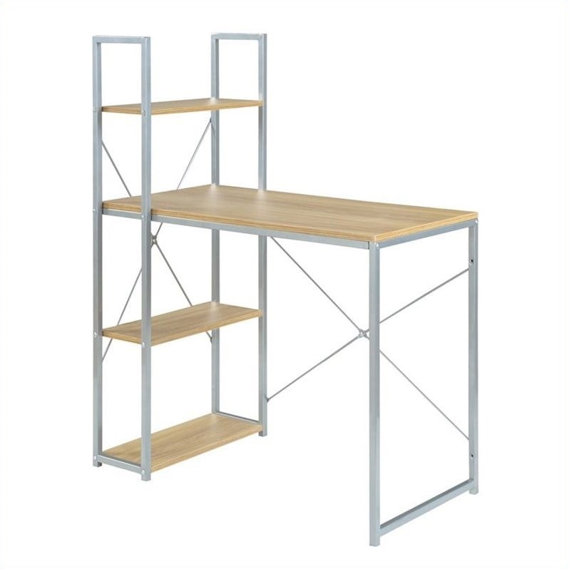 Designs2Go Office Work Station with Shelves in Off White Light Oak ...