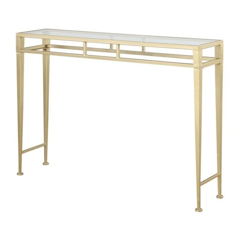 Convenience Concepts Gold Coast Julia Hall Console Table in Gold Metal ...