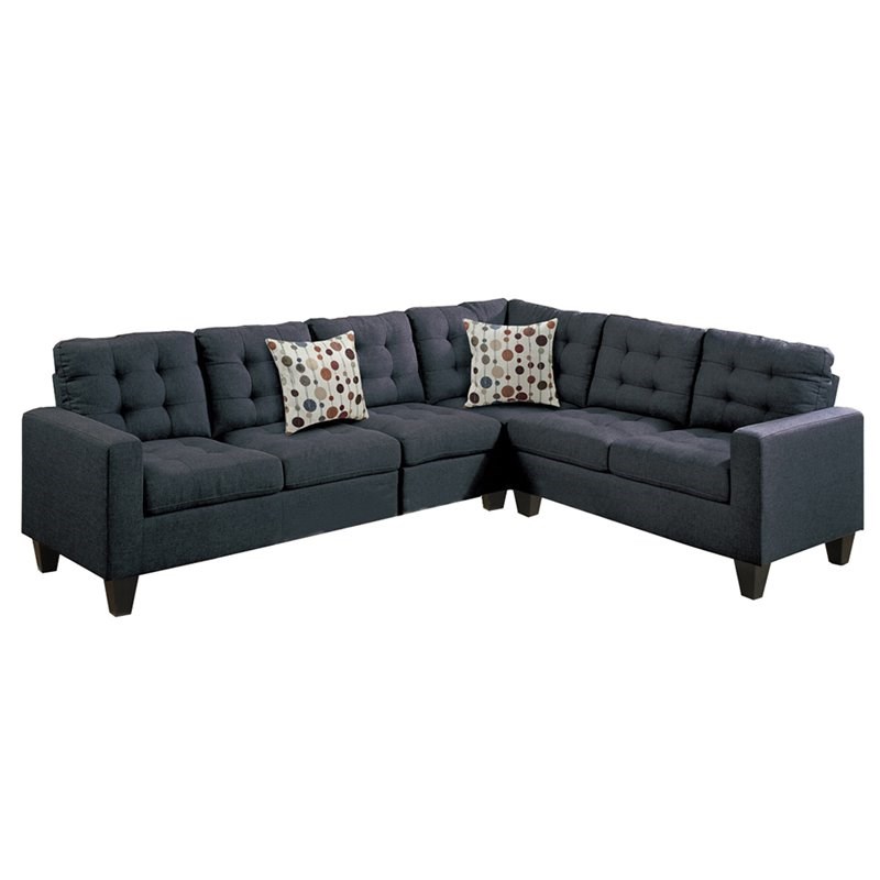 Poundex Furniture 4 Piece Fabric Sectional Sofa Set in Black | Bush ...