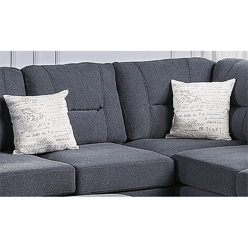 Poundex Furniture Chenille Fabric 3-Pc Sectional in Charcoal | Cymax ...