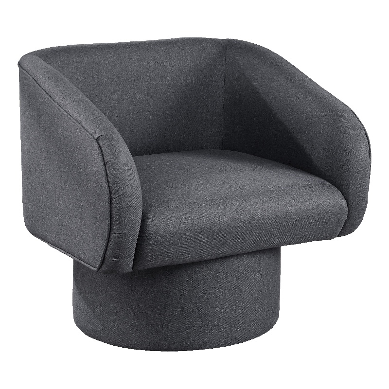 Poundex Round Base Swivel Fabric Accent Chair in Blue Gray Finish