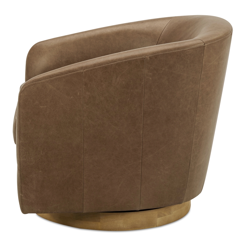 Moe's Home Collection Oscy Leather Swivel Chair Tan Leather Chairs
