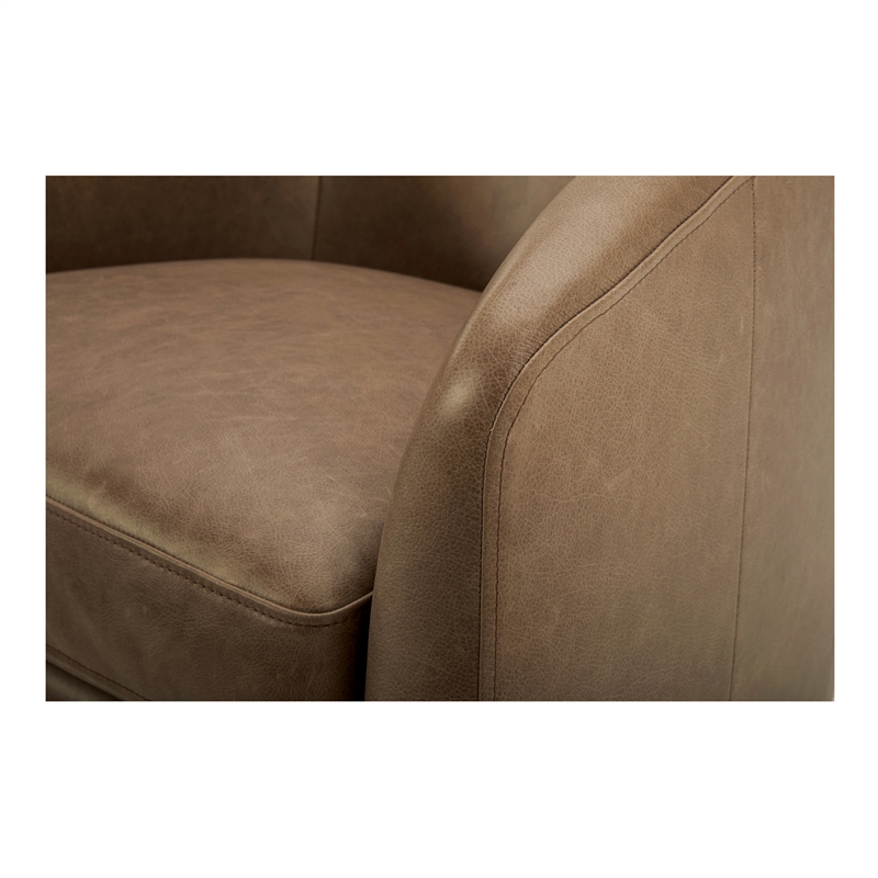 Moe's Home Collection Oscy Leather Swivel Chair Tan Leather Chairs