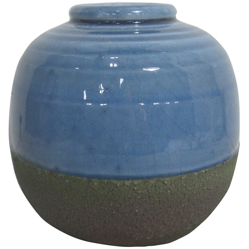 Jeco Ceramic Circular Jar in Blue and Gray | Homesquare