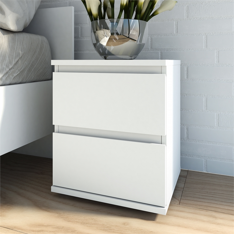 Tvilum Aurora 2 Drawer Nightstand in White BushFurnitureCollection