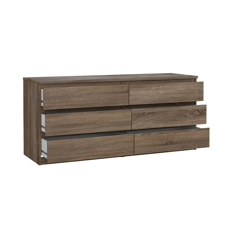 Tvilum Scottsdale Contemporary Wood Mahogany 6 Drawer Double Dresser