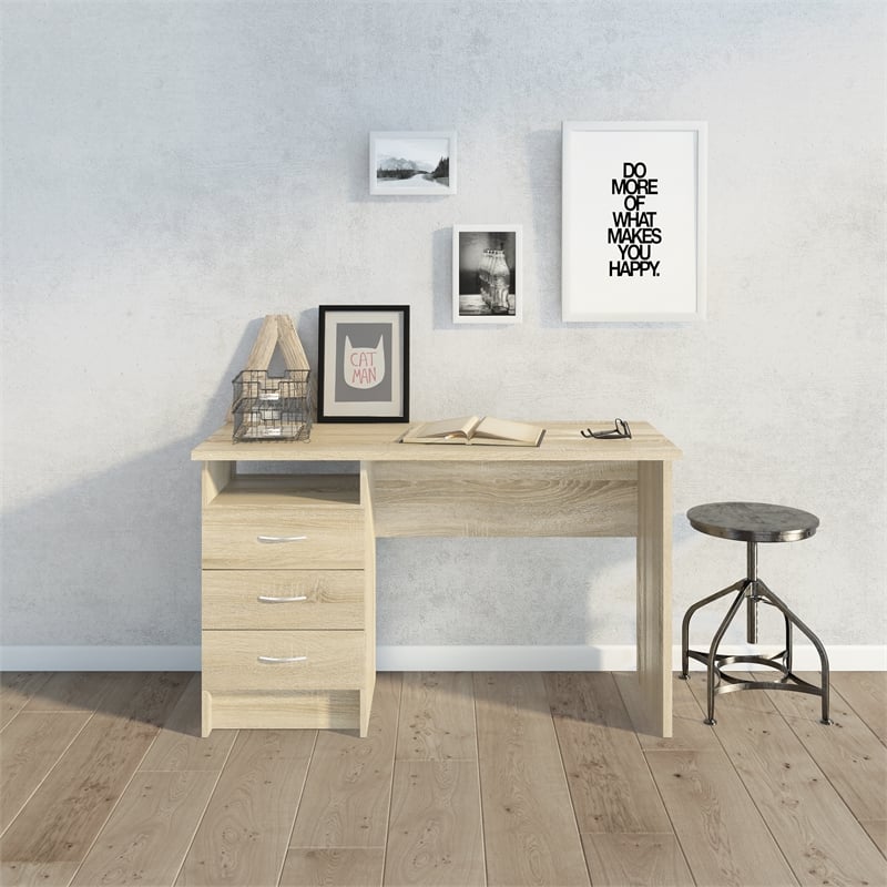 Tvilum Whitman Desk with 3 Drawers in Oak Structure | Cymax Business
